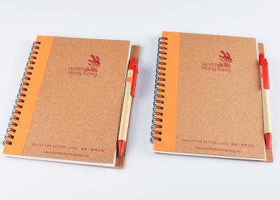 China Kraft Plain Soft Cover Notebook With Spiral / Y - O Binding And Ball Pen Set for sale