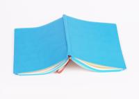 China Pu Leather Light Blue Soft Cover Notebook With Color Edge And Belly Band for sale