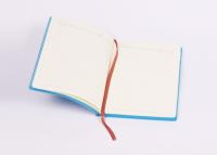China Pu Leather Light Blue Soft Cover Notebook With Color Edge And Belly Band for sale