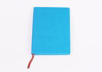 China Pu Leather Light Blue Soft Cover Notebook With Color Edge And Belly Band for sale