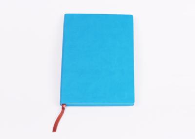 China Pu Leather Light Blue Soft Cover Notebook With Color Edge And Belly Band for sale