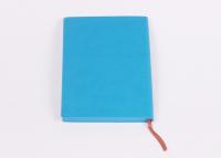 China Pu Leather Light Blue Soft Cover Notebook With Color Edge And Belly Band for sale