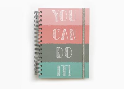 China Elastic Glossy Cardboard Hard Cover Notebook Journal  / Organizer With Spiral Binding for sale