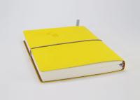 China Elastic Lemon Yellow Paper Cover Notebook Offset Paper For Business Note for sale