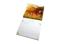 China Innovative Kraft Paper Wall Calendar Gold / Silver Foil With Landscape Pattern for sale