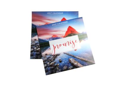 China Innovative Kraft Paper Wall Calendar Gold / Silver Foil With Landscape Pattern for sale