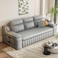 China Jieshun Multifunctional Retractable Living Room Leather Sleeper Sofa Bed for sale