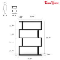 China Black  Modern Office Furniture Corner 4 Shelf Bookshelf For Living Room / Bedroom for sale