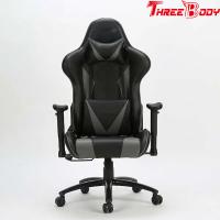 China High Back Ergonomic Gaming Chair , Black And Gray Big And Tall Gaming Chair for sale