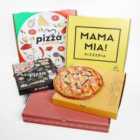 China Custom Design Various Size Eco Friendly Black Pizza Box Kraft Corrugated Paper Packaging Bulk Slice Pizza Box for sale