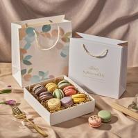 China Free Design Custom Logo of high-end food grade macaron chocolate  paper packaging box macaron cake gift box for sale