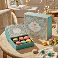China Low MOQ Customized Luxury Logo Paper Macaron Packaging Box with Divider Paper Packaging Macaron Gift Box for sale