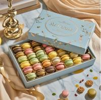 China Luxury customized logo food grade macaron paper packaging box macaron cookie storage box macaron gift box for sale
