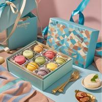 China Luxury customized logo food grade macaron paper packaging box macaron cookie storage box macaron gift box for sale