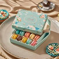 China Luxury customized logo food grade macaron paper packaging box macaron cookie storage box macaron gift box for sale