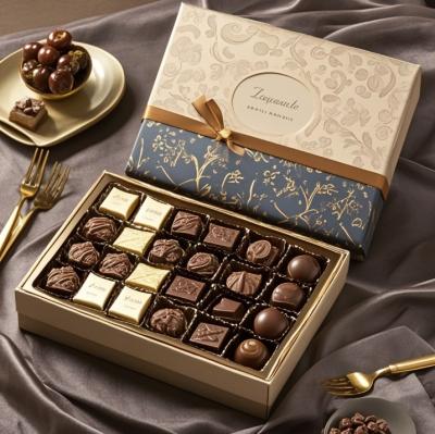 China Wholesale Customized Luxury logo Food Grade Chocolate Truffle Kraft Paper Packaging Box Chocolate Gift Box for sale