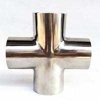China Welded Joint Stainless Steel 4 Way Tee DN50-DN1200 Metal Pipe Fittings for sale
