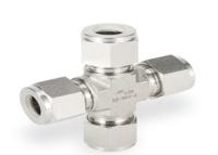 China BSP Double Ferrule 25mm 6000 Psi SS316 Stainless Steel Pipe Fittings Cross 4 Way Union for sale