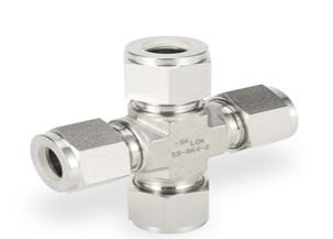 China BSP Double Ferrule 25mm 6000 Psi SS316 Stainless Steel Pipe Fittings Cross 4 Way Union for sale