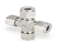 China BSP Double Ferrule 25mm 6000 Psi SS316 Stainless Steel Pipe Fittings Cross 4 Way Union for sale