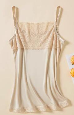 China 100% Knitted Sexy Silk Nightwear Lingerie Softly Contouring  Camisole Underwear for sale
