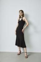 China Custom Stretch Knit Dress Black Halter Fishtail Pants And Dress for sale