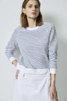 China 22in - 27in Raglan Sweatshirt Pebbled Knit Black And White Striped Sweatshirt for sale