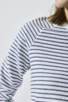 China 22in - 27in Raglan Sweatshirt Pebbled Knit Black And White Striped Sweatshirt for sale