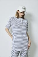 China Dimpled Textured Sweatshirt Sportswear Fall Knit Striped Women'S Short Sleeve Hoodie for sale