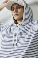 China Dimpled Textured Sweatshirt Sportswear Fall Knit Striped Women'S Short Sleeve Hoodie for sale