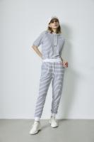 China Organic Elastane Sweatshirt Sportswear Striped Short Sleeve Hoodie And Sweatshirt Set for sale