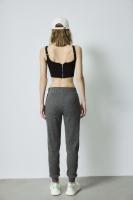 China Gray Ribbed Yoga Wear Cropped Workout Tank 42in Drawstring Jogger Pants Set for sale
