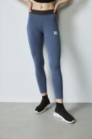 China Slate Blue Yoga Wear High Waist 107cm - 112cm Tank Top Set Black Ribbed for sale