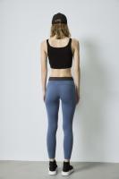 China Slate Blue Yoga Wear High Waist 107cm - 112cm Tank Top Set Black Ribbed for sale