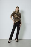 China OEM ODM Leopard Print Tee Black Split M L XL Size Hem Flared Pants Set for sale