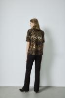 China OEM ODM Leopard Print Tee Black Split M L XL Size Hem Flared Pants Set for sale
