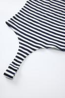 China Navy White Striped Black Knitted Custom  Bodysuit Denim Jeans L Size for sale