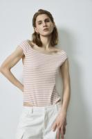 China Custom Dusty Pink Fashion Vest Boat Neck Ribbed Top High Breathability for sale