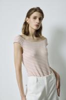 China Custom Dusty Pink Fashion Vest Boat Neck Ribbed Top High Breathability for sale