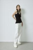 China Custom Black Ribbed Fashion Vest  Two Piece U Neck Tank Top 24in - 25In S Size for sale