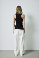 China Custom Black Ribbed Fashion Vest  Two Piece U Neck Tank Top 24in - 25In S Size for sale