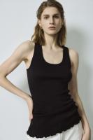China Custom Black Ribbed Fashion Vest  Two Piece U Neck Tank Top 24in - 25In S Size for sale
