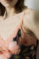 China Custom Pajama Sets 100 Percent Silk Lace Trimmed Cami Tops Floral Print Camisole for sale