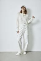 China Long Sleeve Soft Knit Hoodie Women'S Wide Leg Cargo Pant All White Loungewear Set for sale