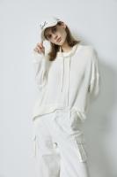 China Long Sleeve Soft Knit Hoodie Women'S Wide Leg Cargo Pant All White Loungewear Set for sale