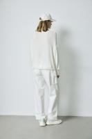 China Long Sleeve Soft Knit Hoodie Women'S Wide Leg Cargo Pant All White Loungewear Set for sale