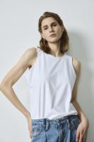 China White Fashion Vest Crew Neck Sleeveless Bodysuit High Waist Wide Leg Denim Jeans for sale