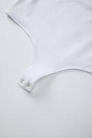 China White Fashion Vest Crew Neck Sleeveless Bodysuit High Waist Wide Leg Denim Jeans for sale