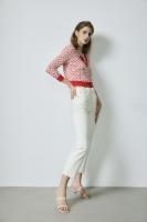 China Red White Basic Tops Checkerboard Heart Jacquard V Neck Cropped Top Cropped Knit for sale