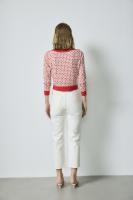 China Red White Basic Tops Checkerboard Heart Jacquard V Neck Cropped Top Cropped Knit for sale